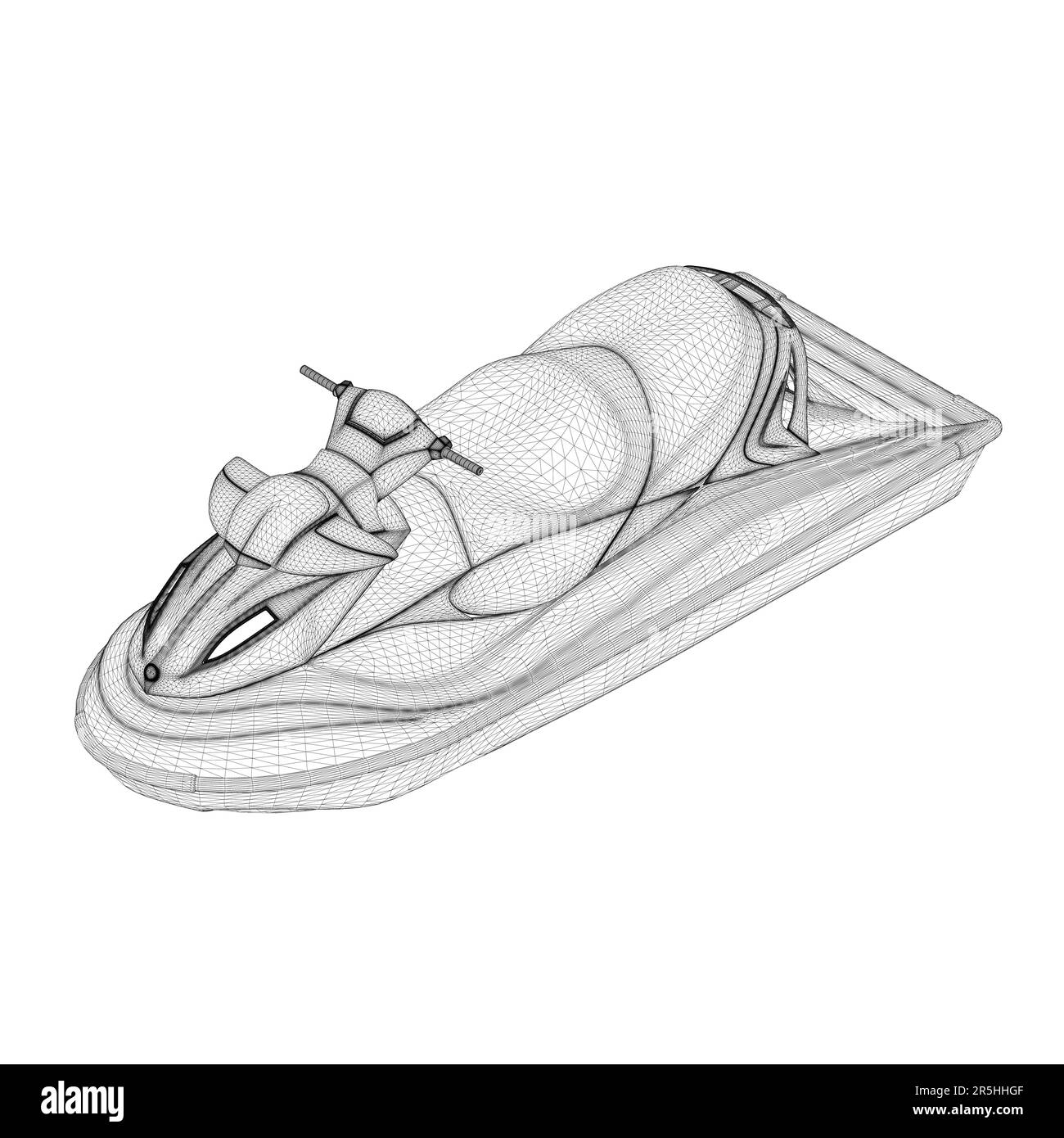 Water Scooter Frame From Black Lines Isolated On White Background Isometric View 3d Vector