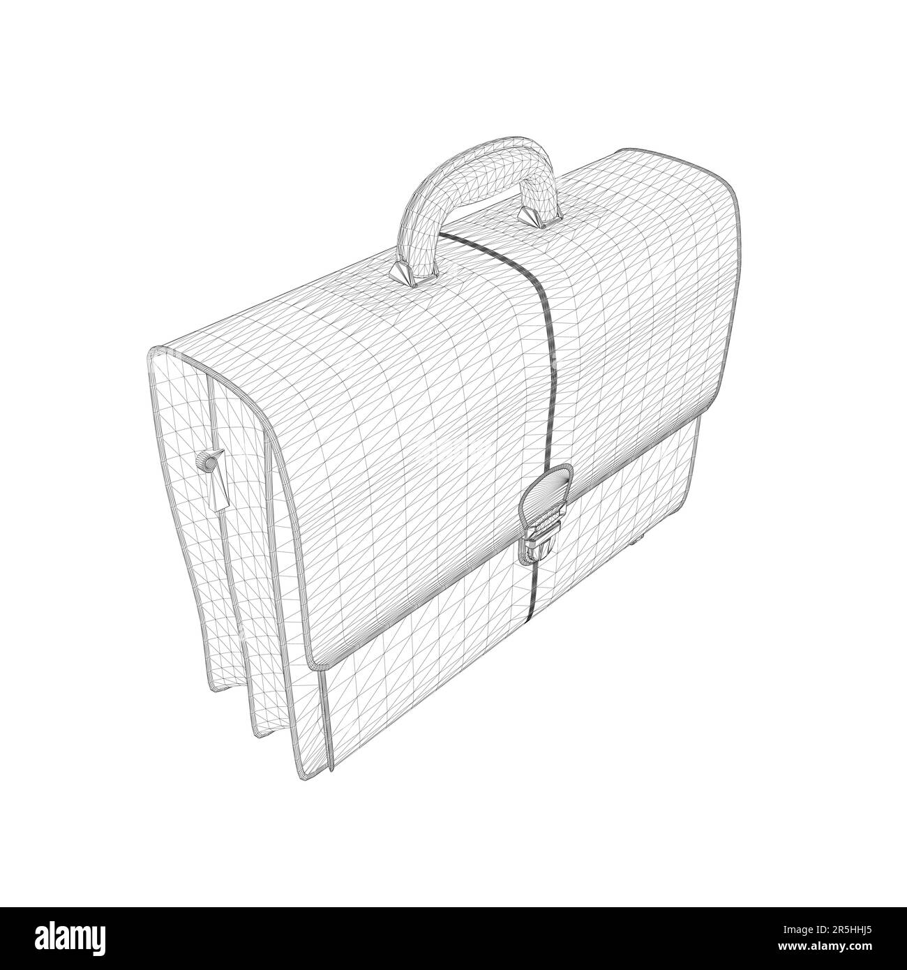 Briefcase wireframe from black lines isolated on white background. Isometric view. 3D. Vector ...