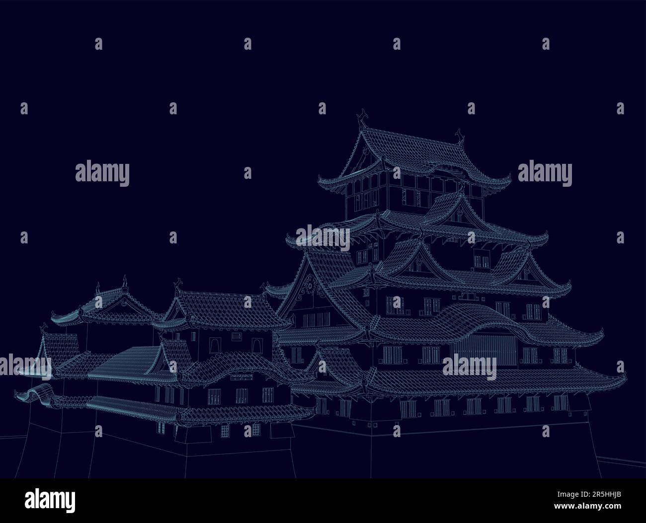 Blue line japan gate icon hi-res stock photography and images - Alamy