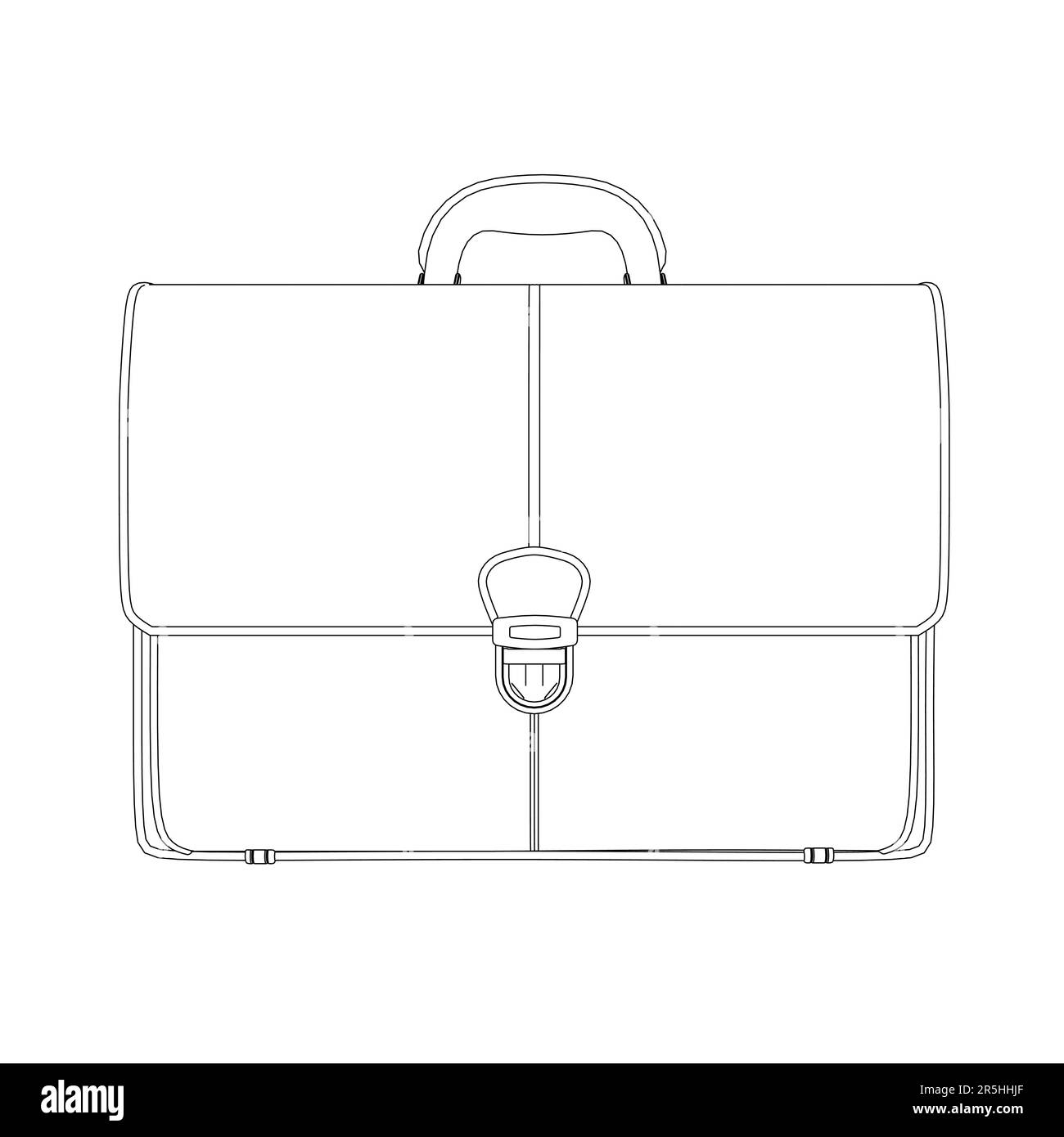 Outline of a suitcase from black lines isolated on a white background ...