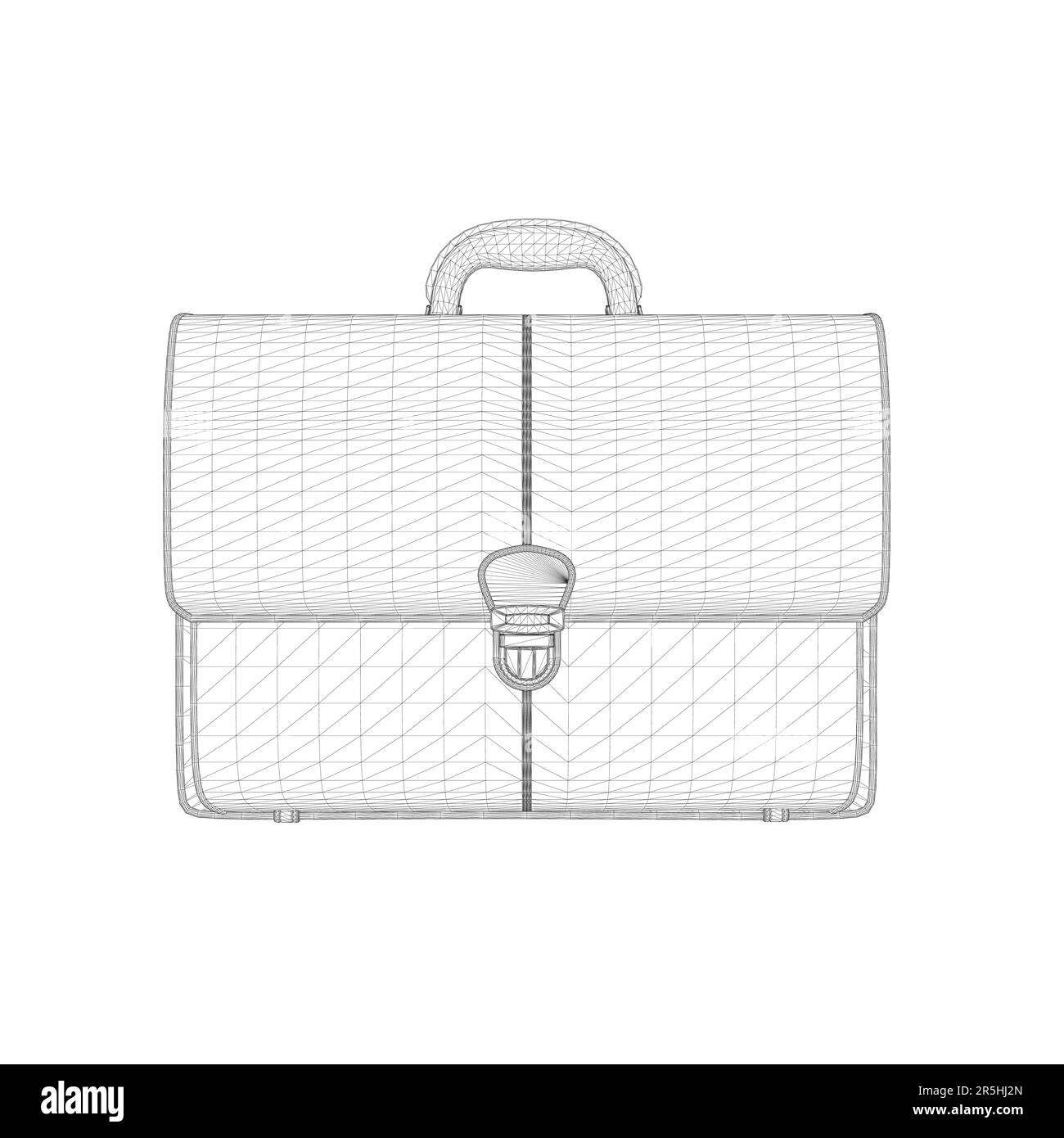 Briefcase Wireframe From Black Lines Isolated On White Background Front View 3d Vector
