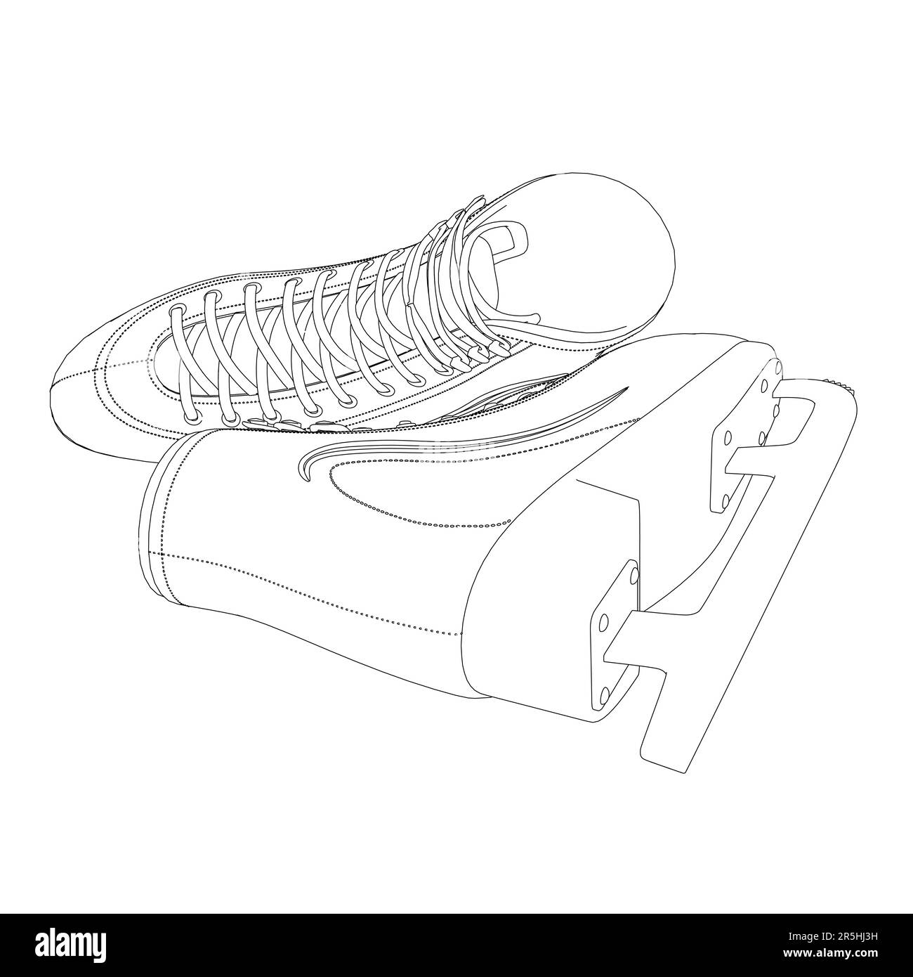 Outline of skates for skating on ice from black lines isolated on white ...