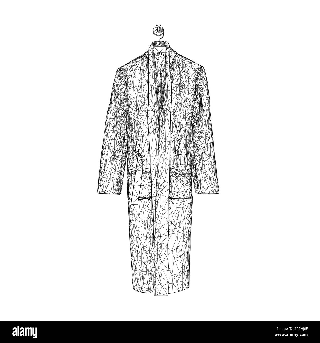 Bathrobe Wireframe From Black Lines Isolated On White Background Front View 3d Vector