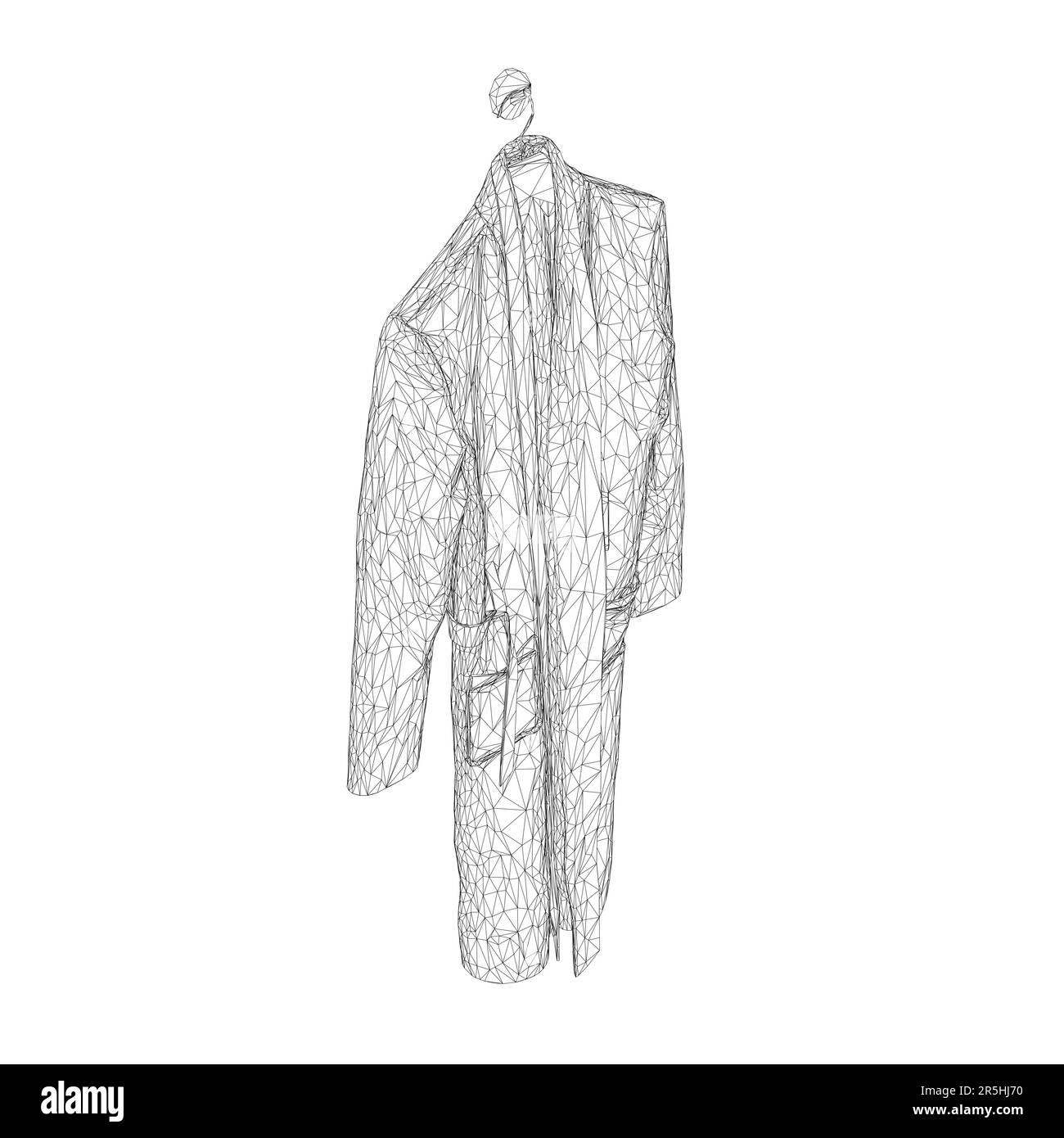 Bathrobe Wireframe From Black Lines Isolated On White Background 3d Isometric View Vector
