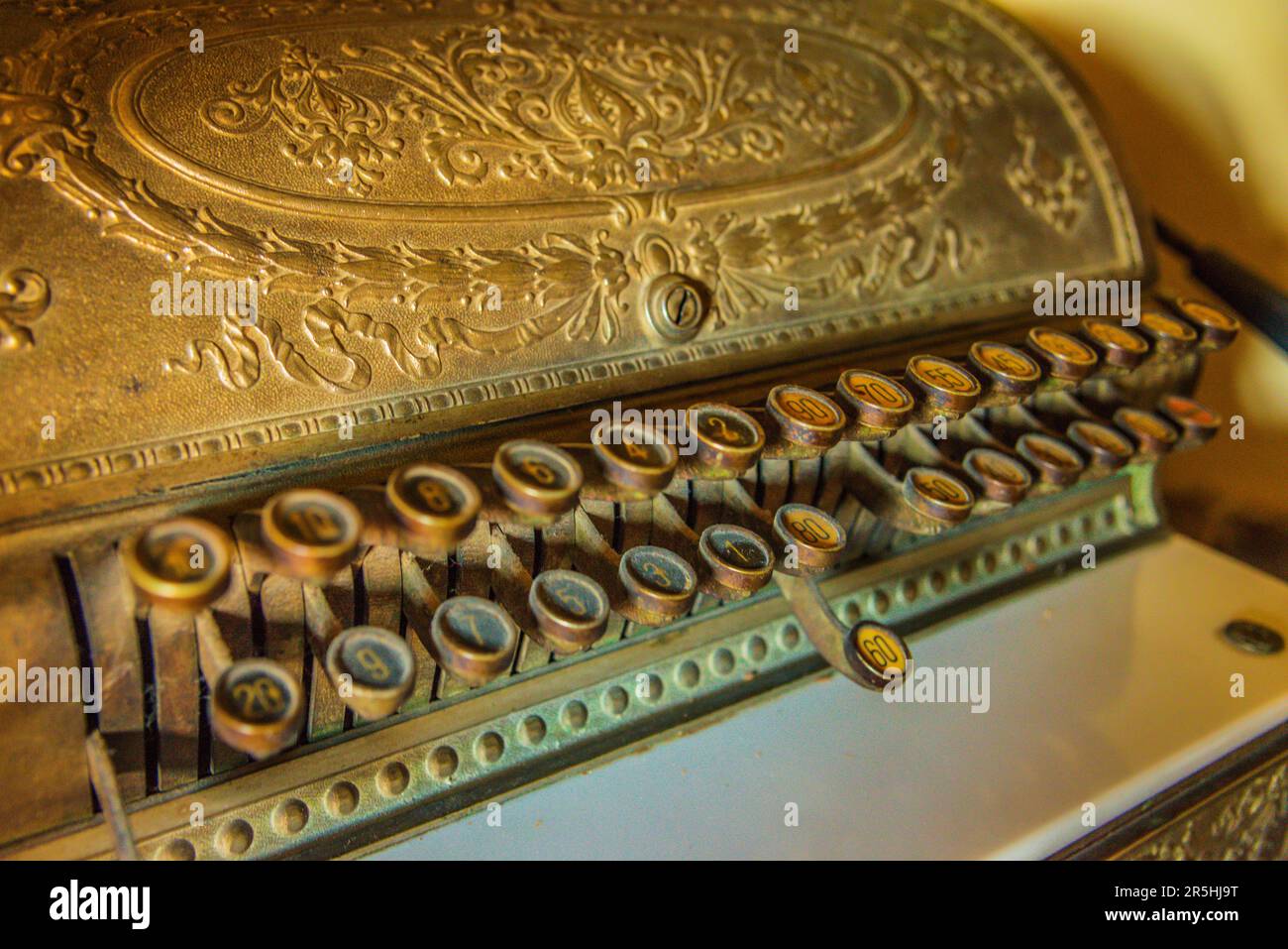 Old Fashioned Brass Typewriter Keyboard Stock Photo - Alamy