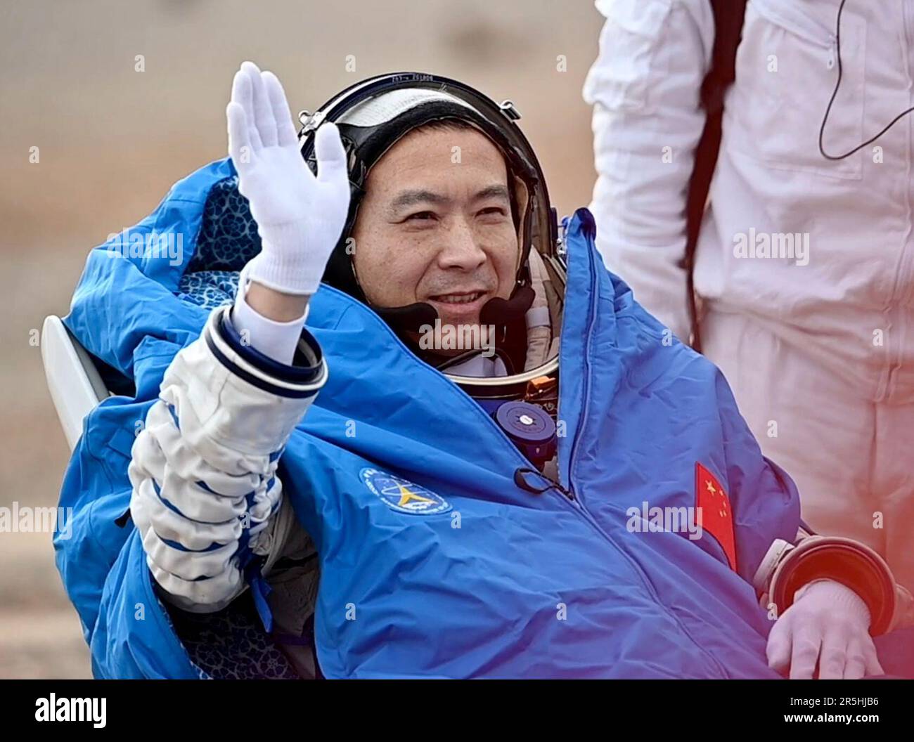 Dongfeng Landing Site. 4th June, 2023. Astronaut Fei Junlong is out of ...