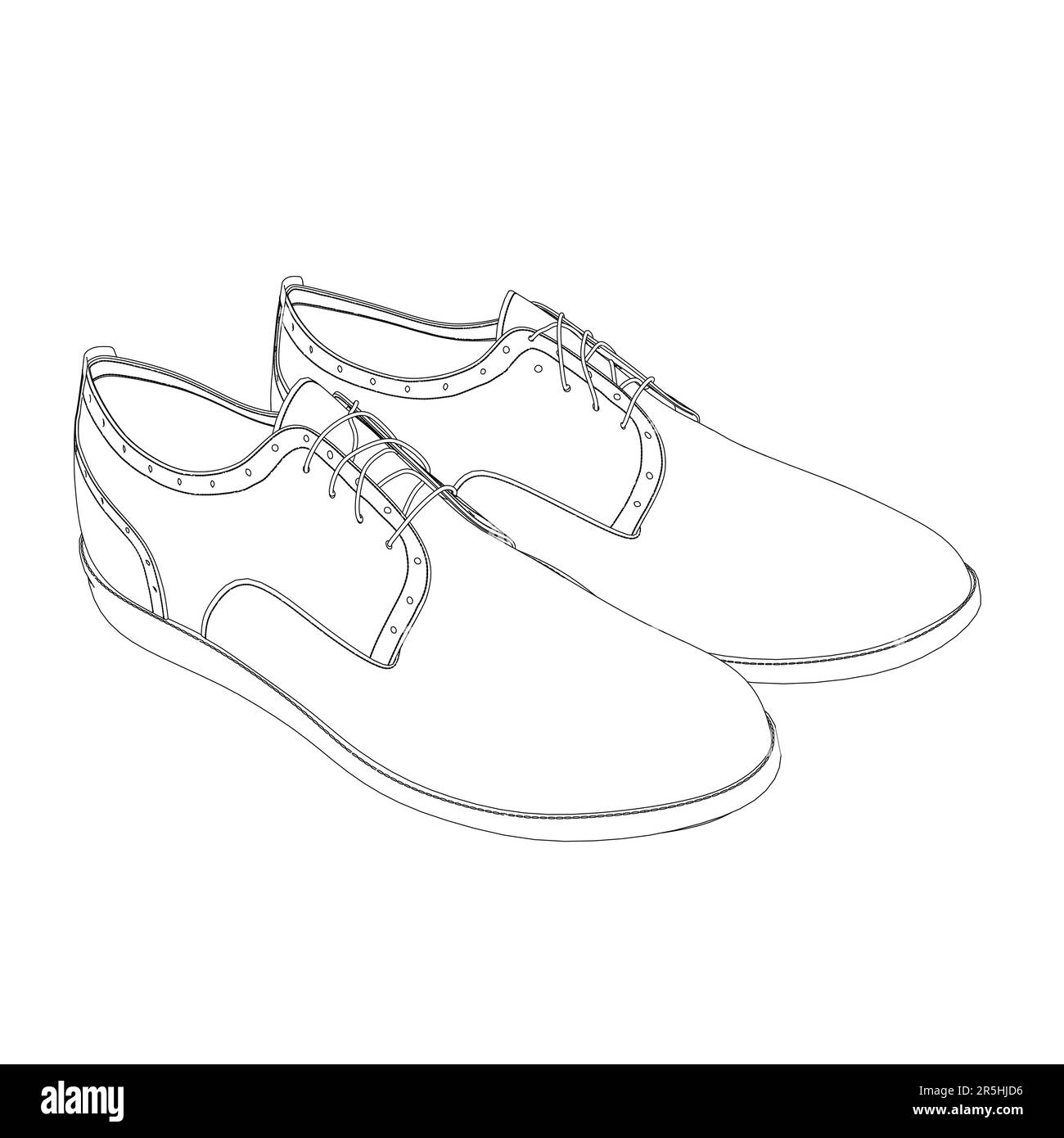 Contour of men's shoes from black lines isolated on white background ...