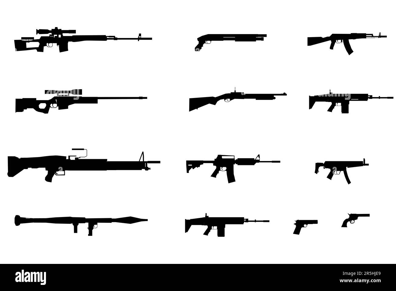 Set of various modern weapons vector silhouettes hi-res stock ...