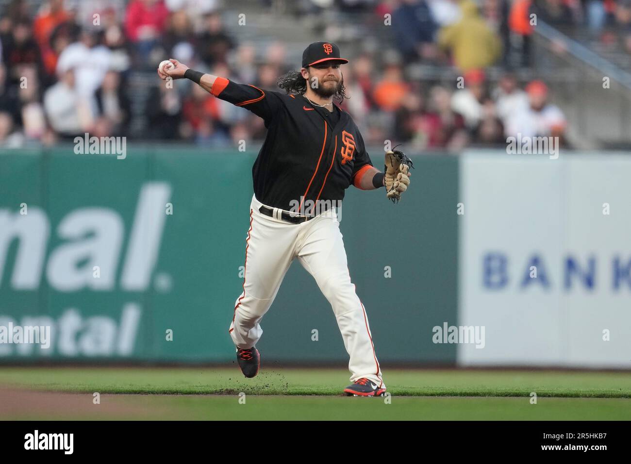 San Francisco Giants shortstop Brandon Crawford throws out Baltimore ...