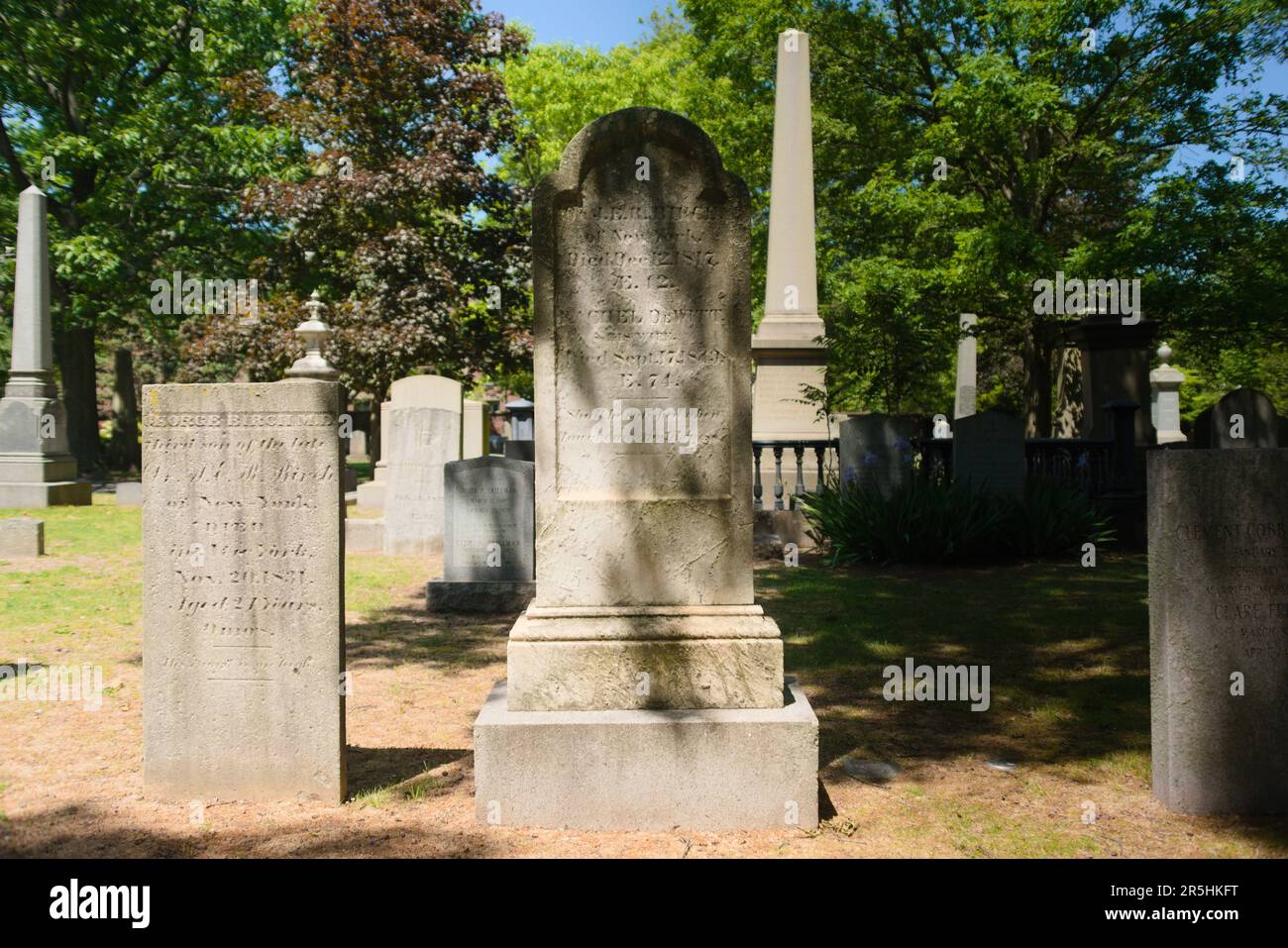 Photo of a very old, vintage, antique tombstone (headstone) at the historic Grove Street ...