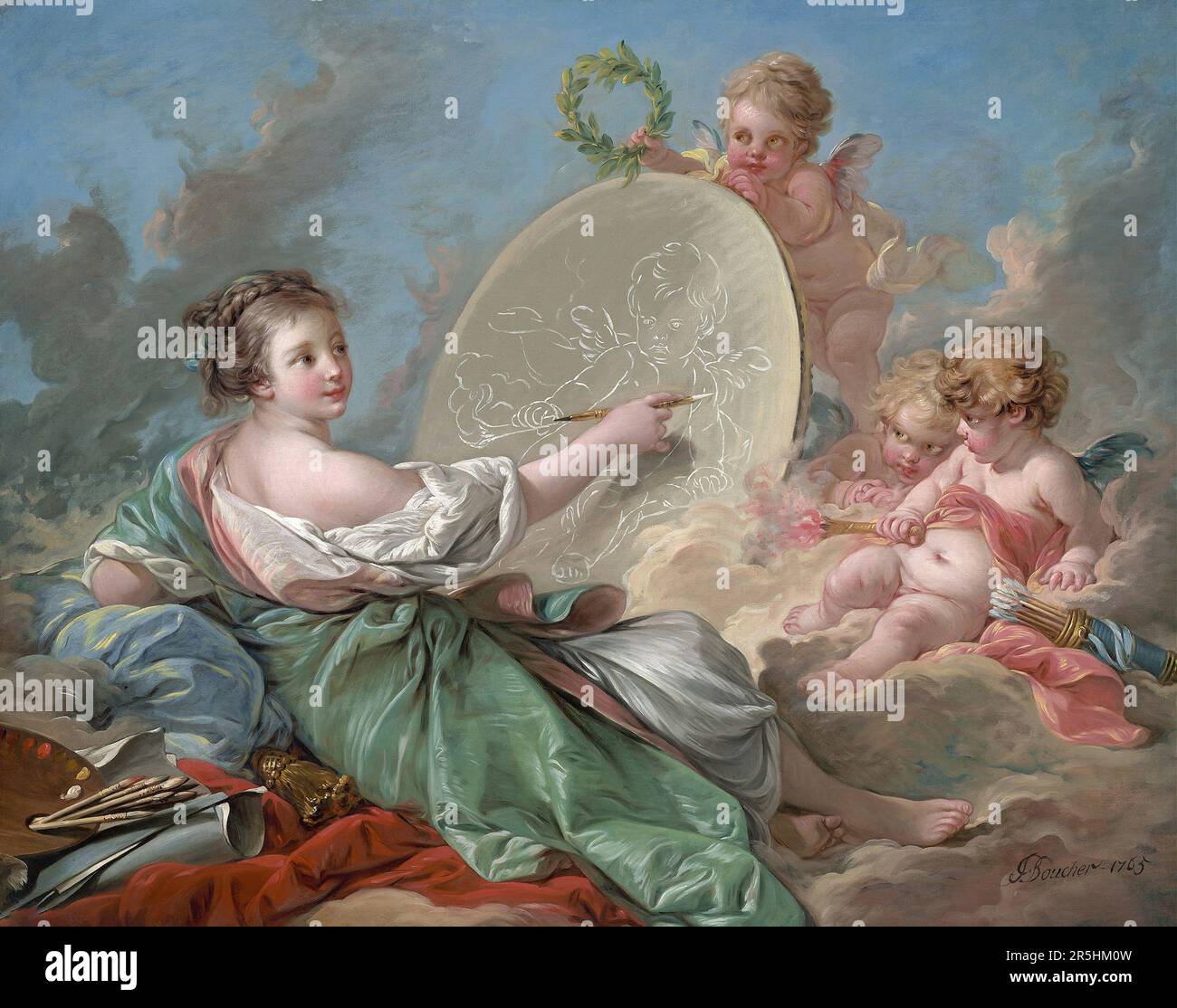 Allegory of Painting painted by Francois Bouchard in 1765. Though ...