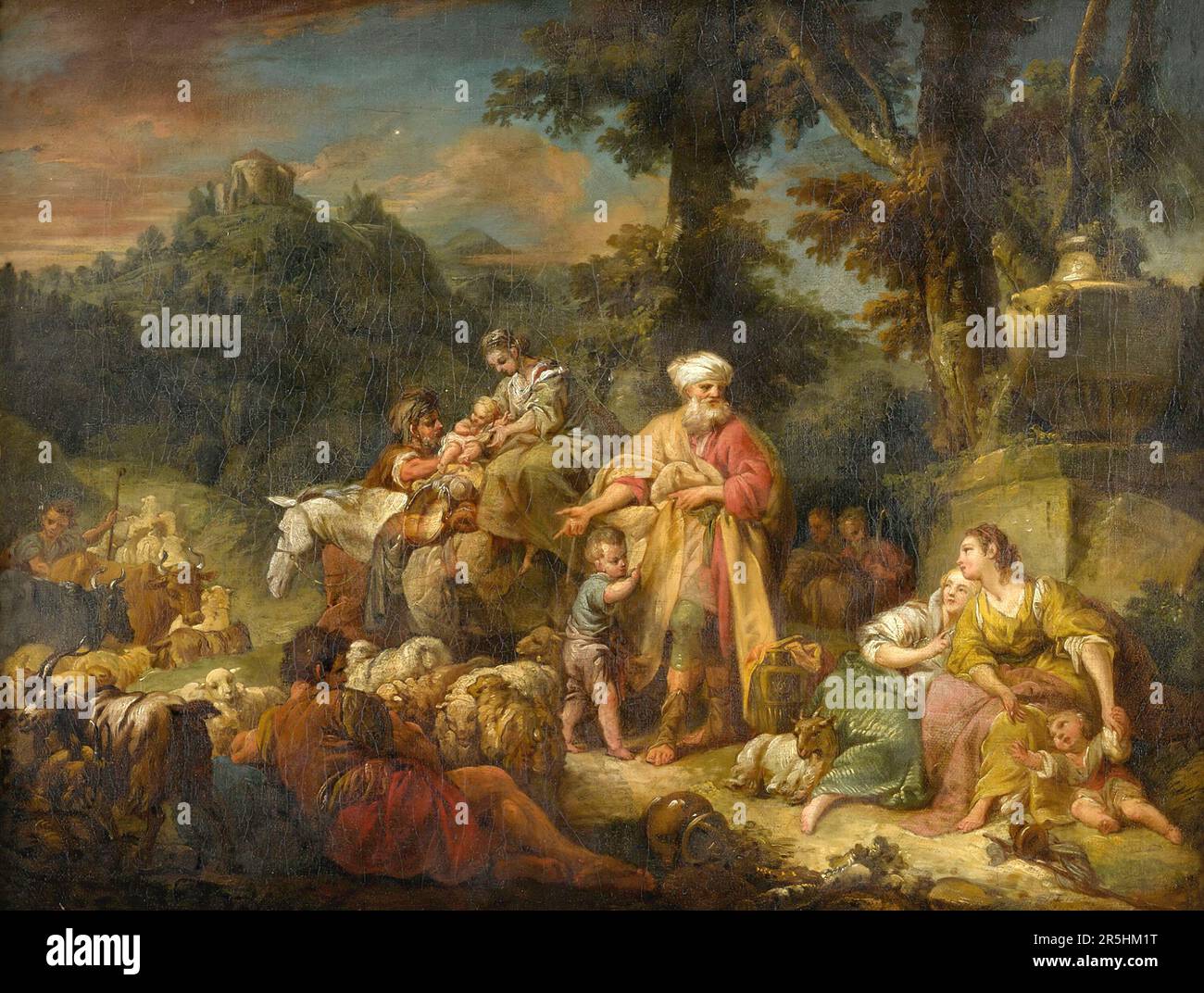 Jacob and his family traveling to Egypt painted by Francois Bouchard ...