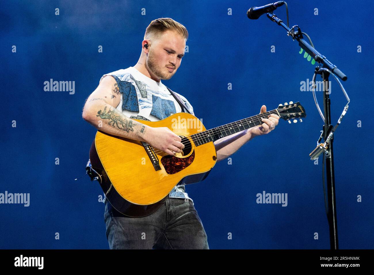 Zach Bryan performs at Railbird Music Festival on Saturday, June 3 ...