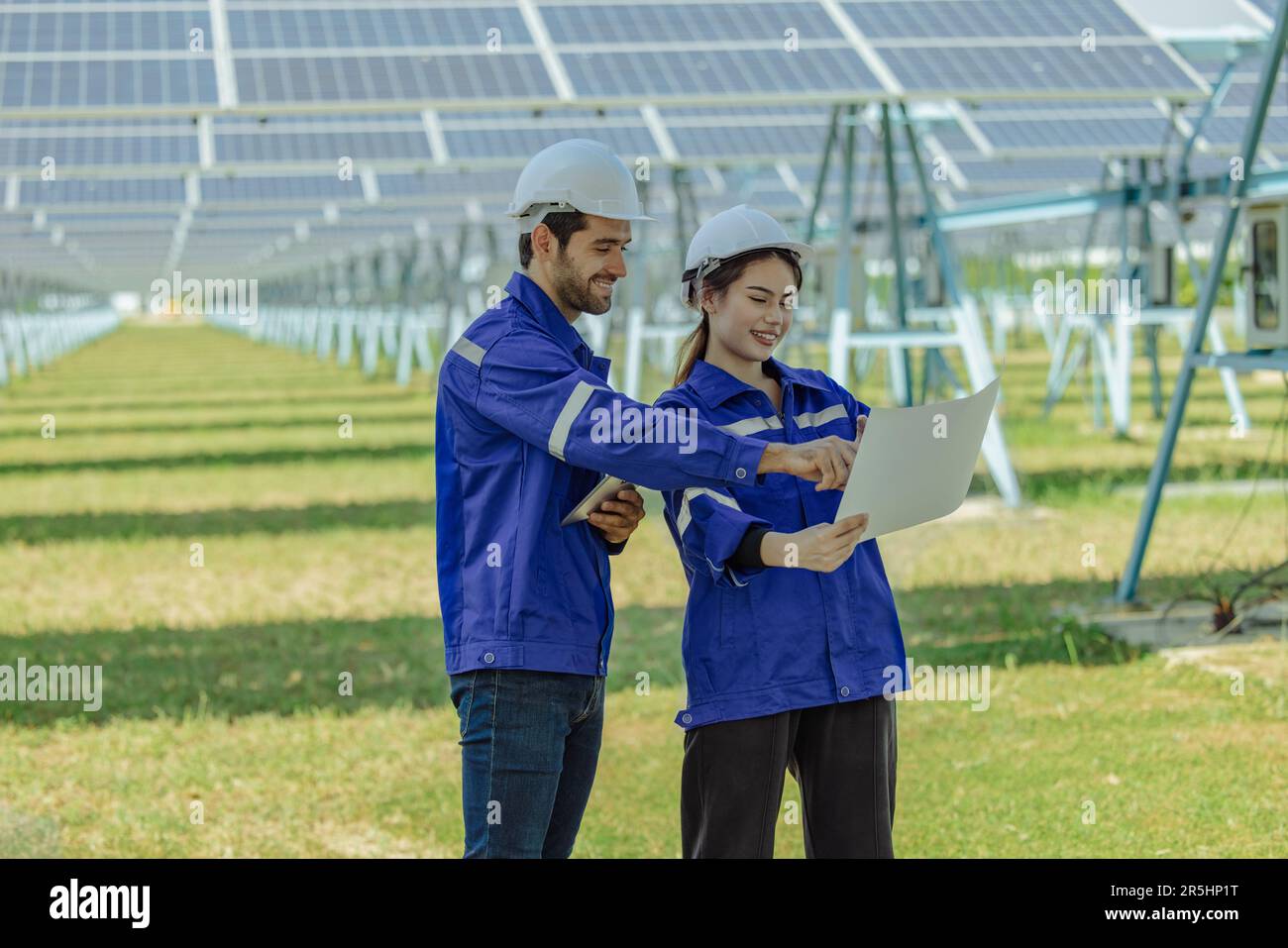 Renewable energy analyst conduct filed observations on solar farming to monitor and assess ...