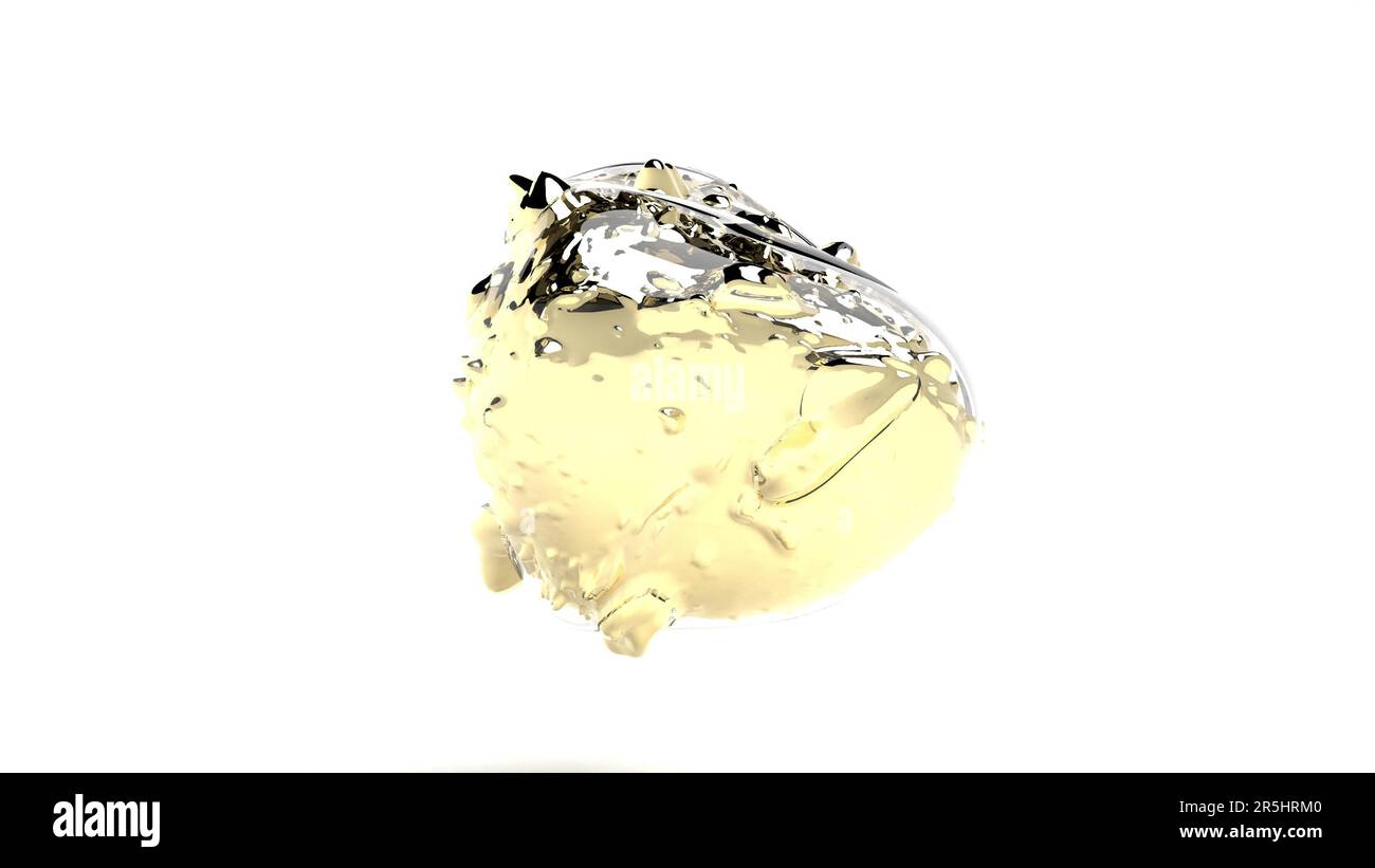 Gold glass organic object on white back intro 3d render Stock Photo - Alamy