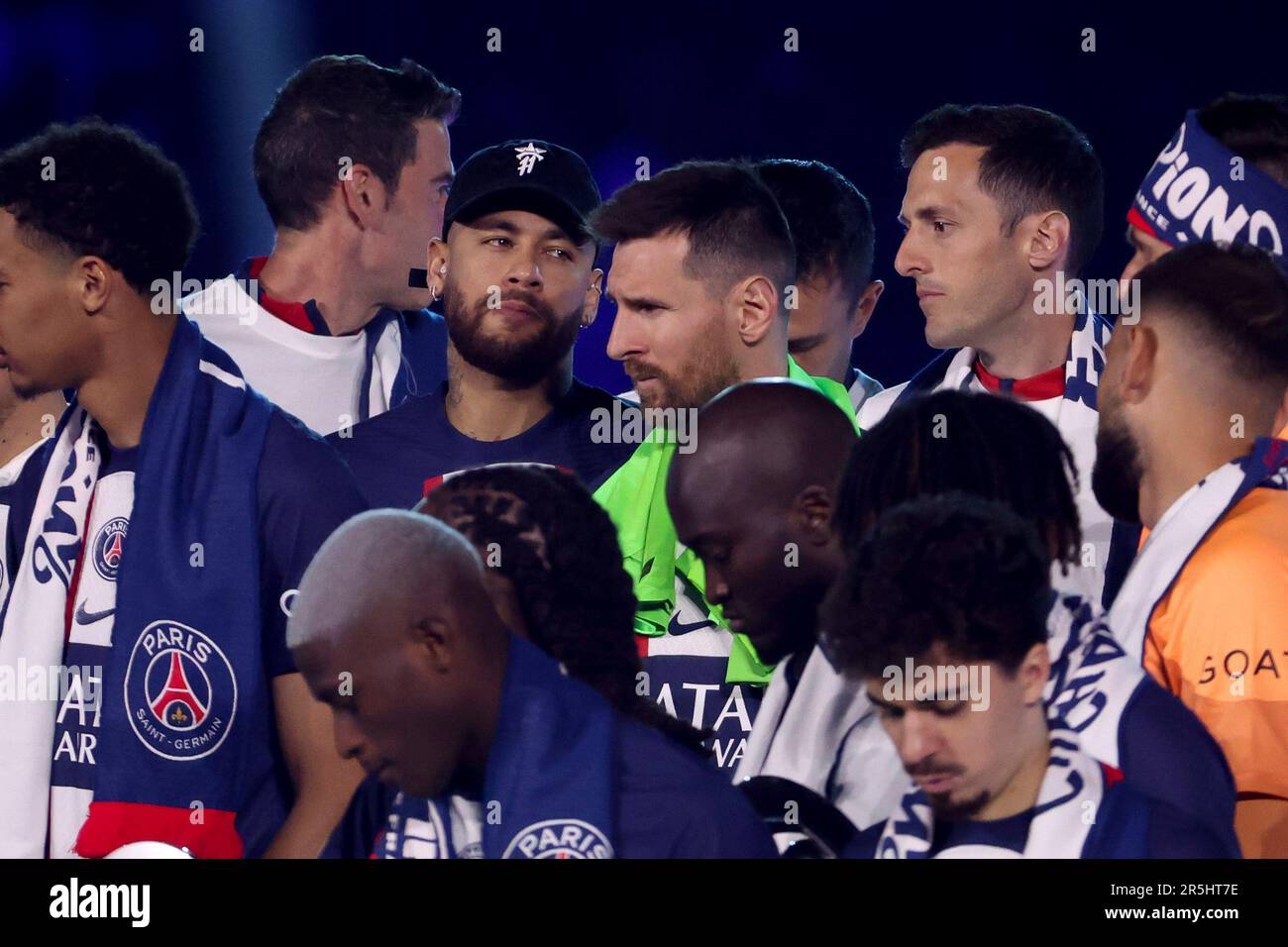 Paris, France. 03rd June, 2023. Neymar Jr, Lionel Messi of PSG during the Ligue 1 trophy ...
