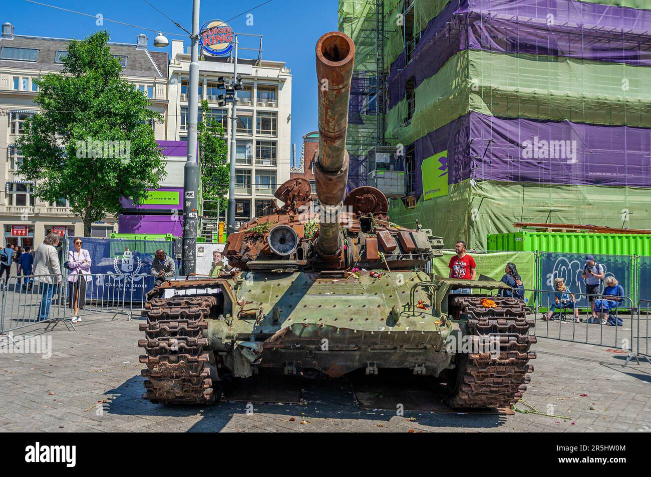 A lone Russian tank exhibit, showing the scars of war seen during the ...