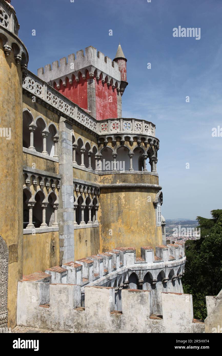 This fairy tale style palace sits upon a hill above Sintra. The ...