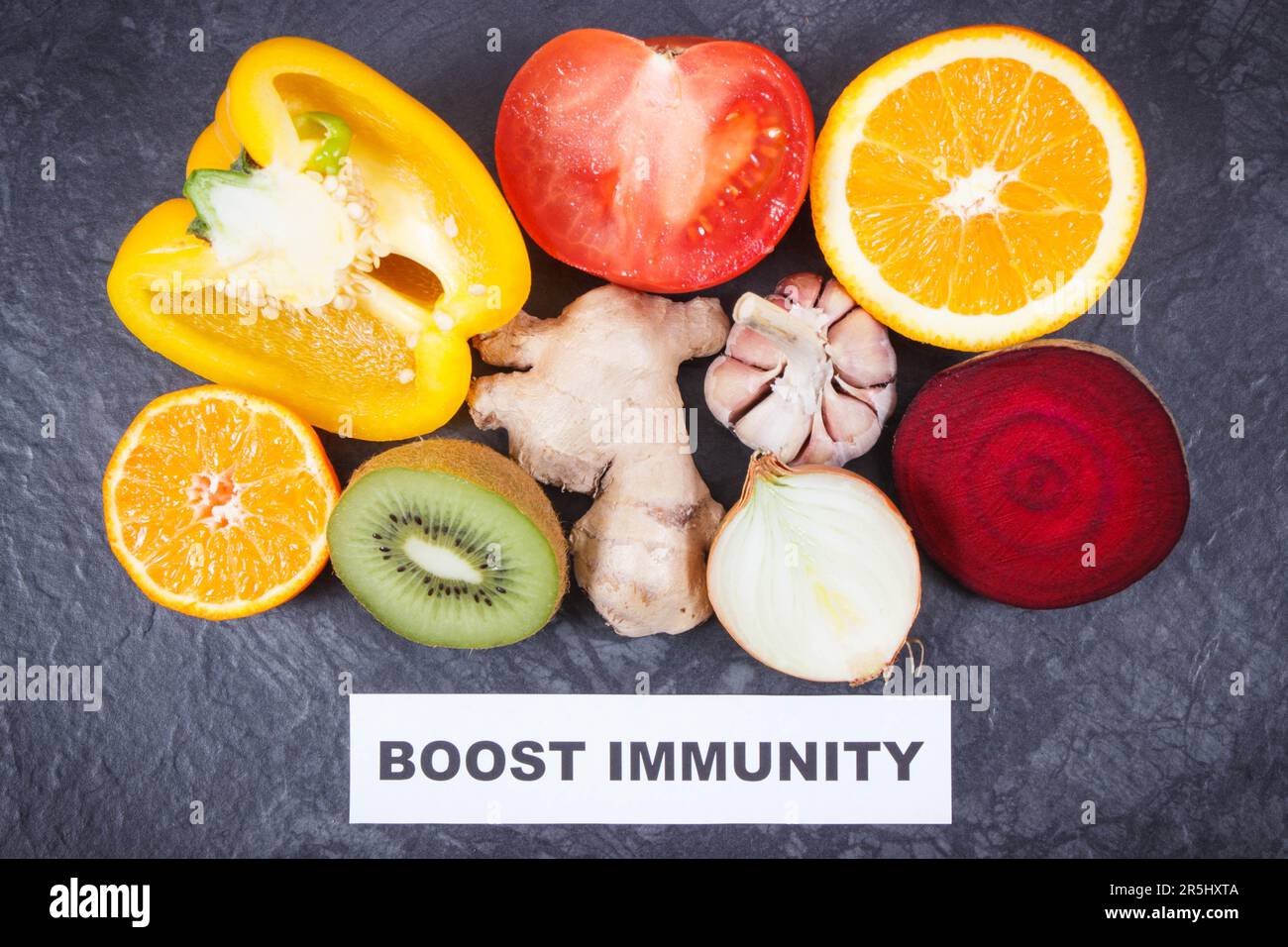 Fresh fruits and vegetables containing healthy vitamins, minerals and ...