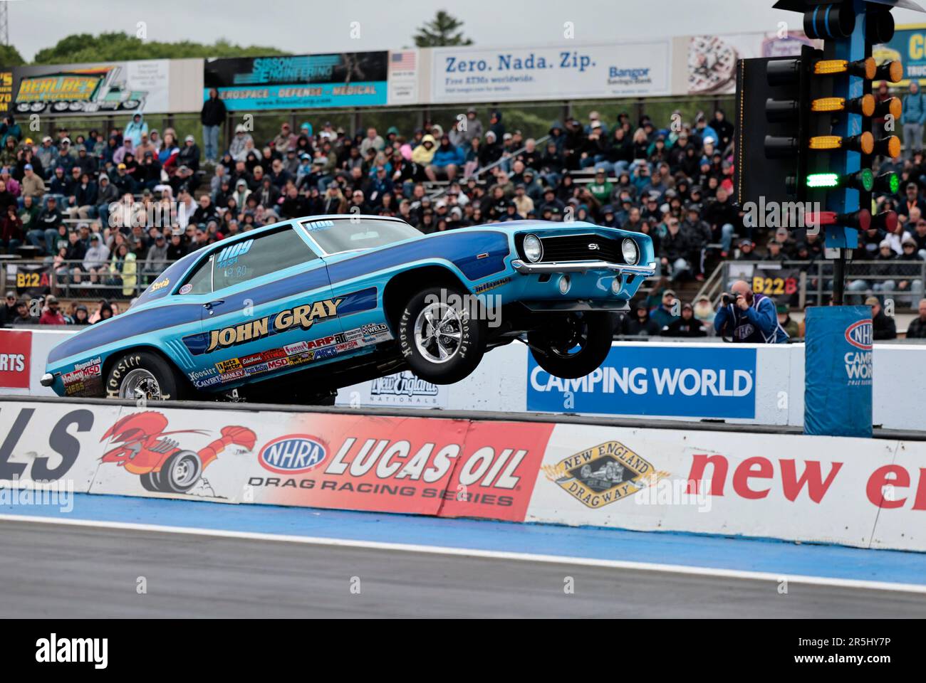EPPING, NH - JUNE 03: John Gray Jr takes off in his'69 Chevrolet during ...