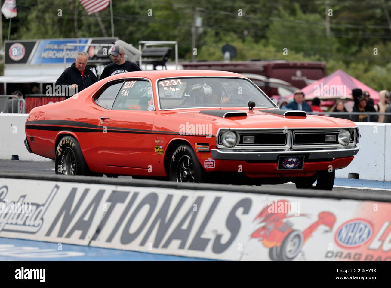EPPING, NH - JUNE 03: Kelly MacKay in a '71 Demon during Stock Eliminator class qualifying for ...