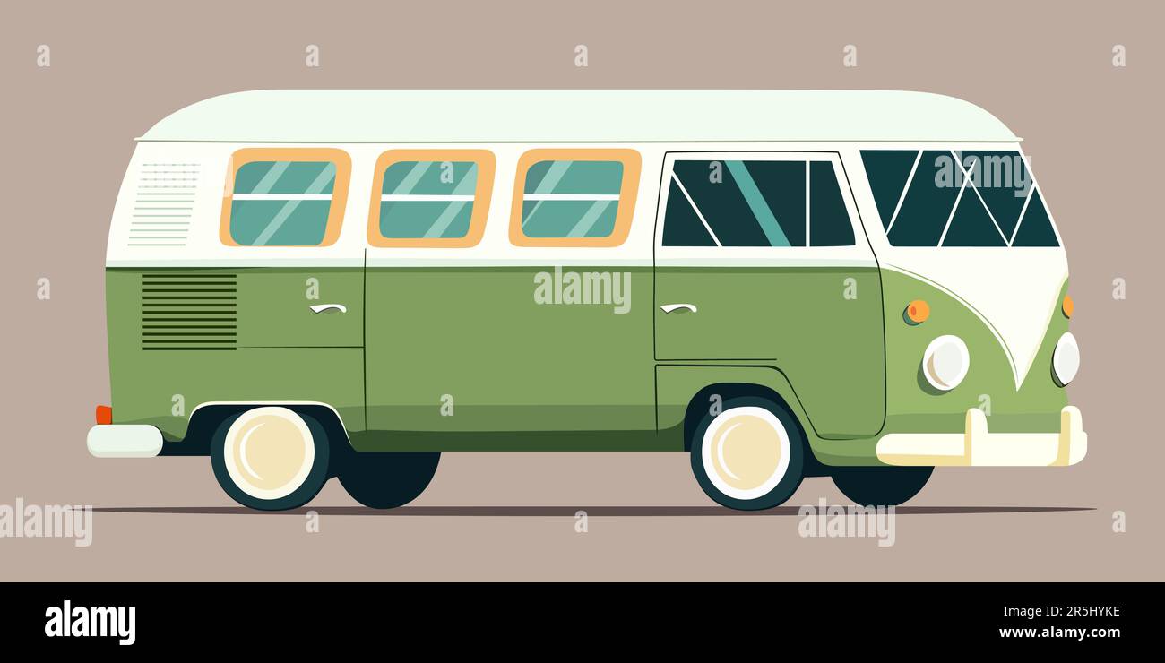 Retro van in flat design. Image of old van. Vector illustration Stock ...