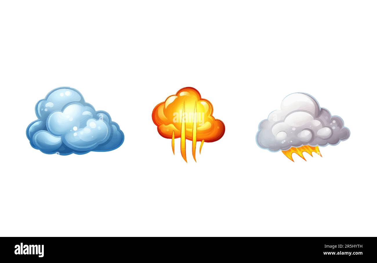 set vector illustration of cloud autumn elements isolated on white ...