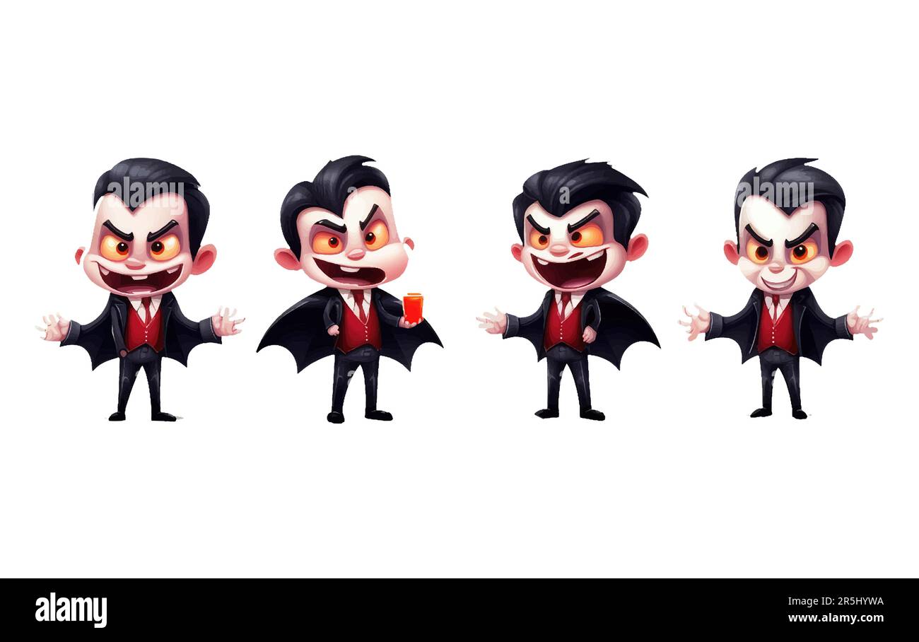 set vector illustration of dracula vampire halloween costume boy ...