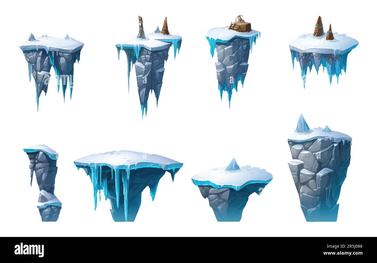 set vector illustration of ice platform earth glacier layers isolated ...