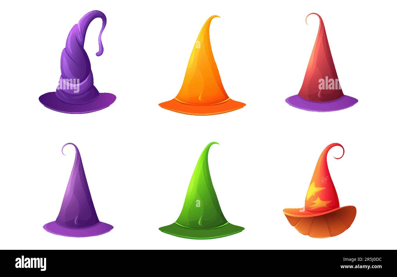 ui set vector illustration of magic colorful hat isolate on white ...
