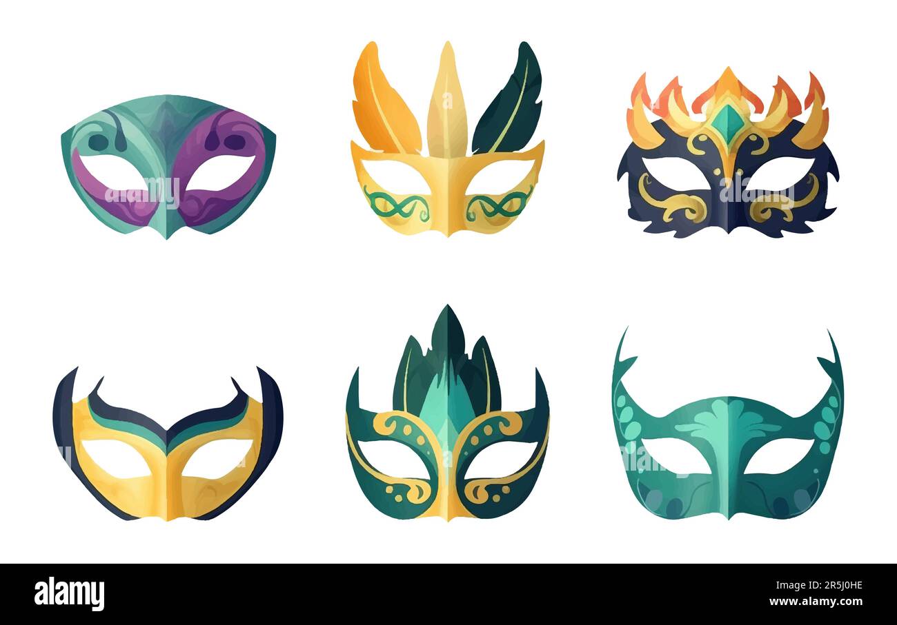 ui set vector illustration of a set knight face mask masquerade ...