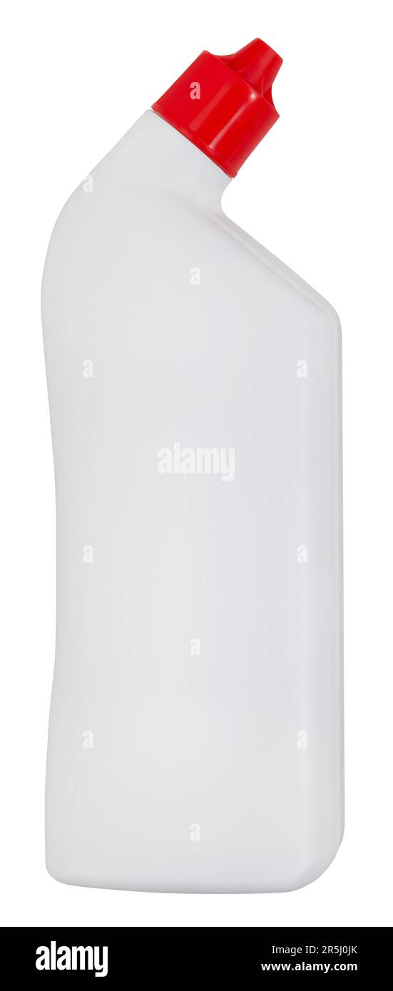 Plastic toilet cleaner bottle isolated on white background with ...