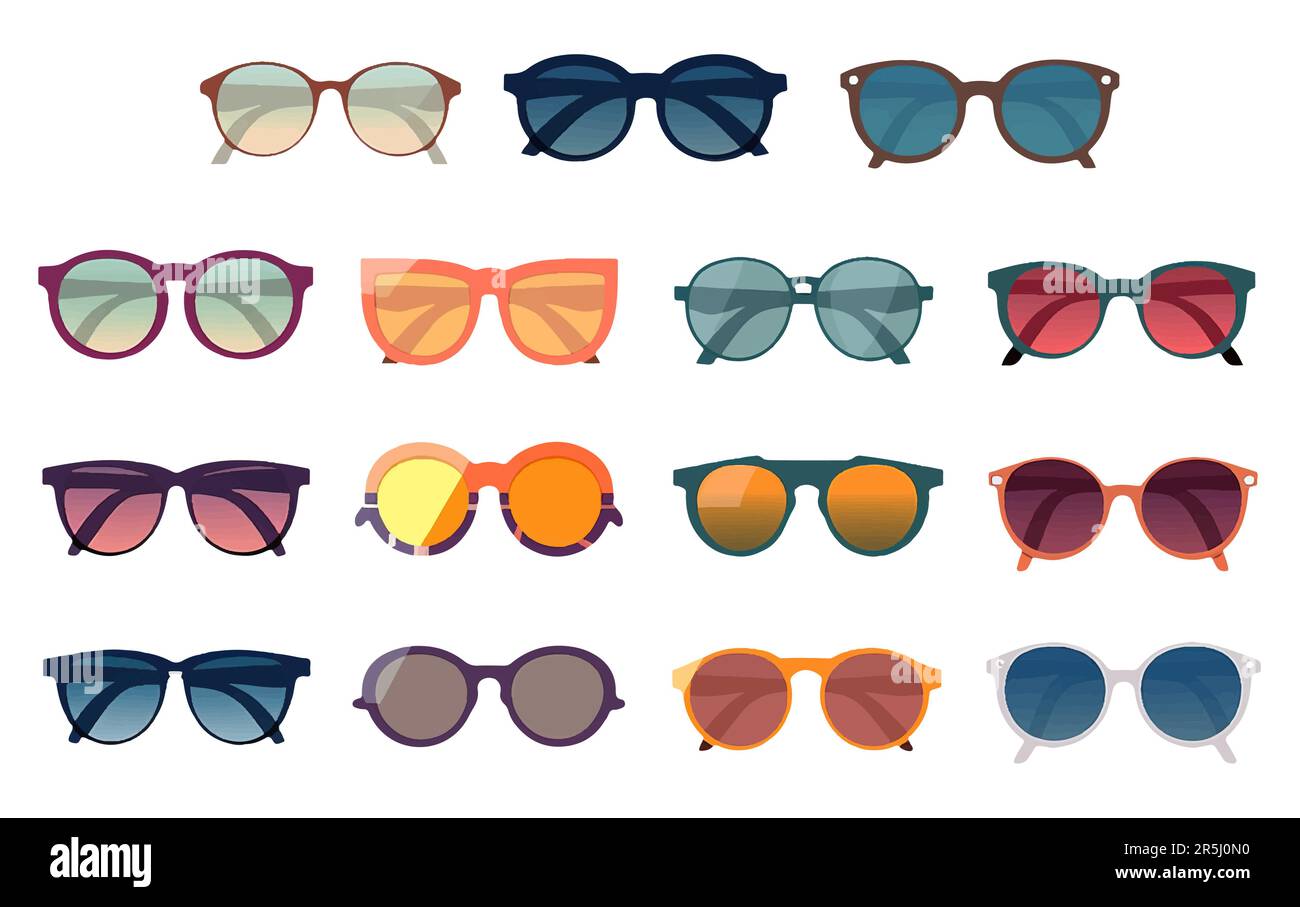 ui set vector illustration of colorful stylish sunglases isolated on ...