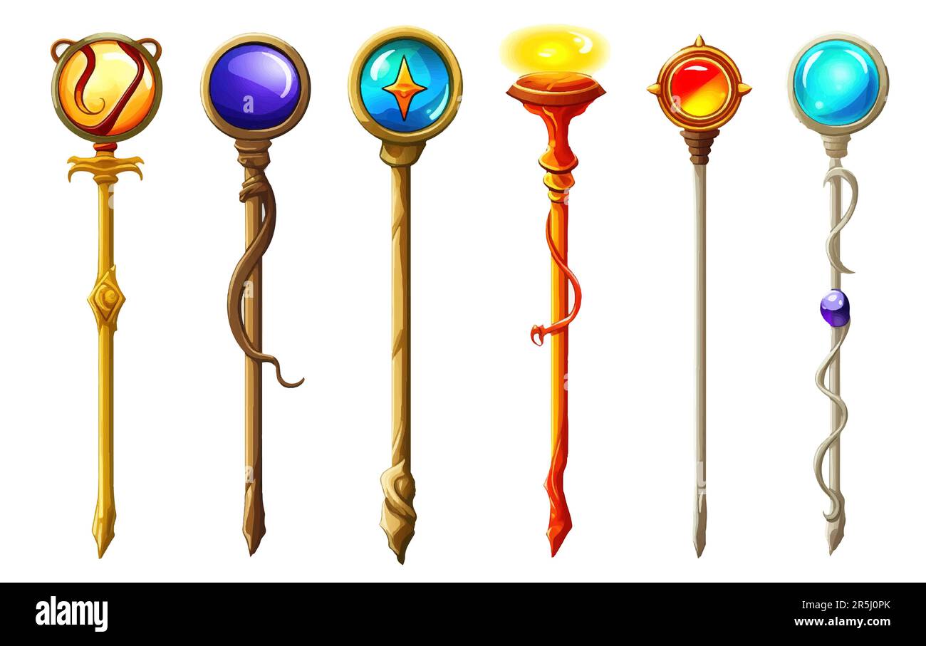 ui set vector illustration of magic scepter isolate on white background ...
