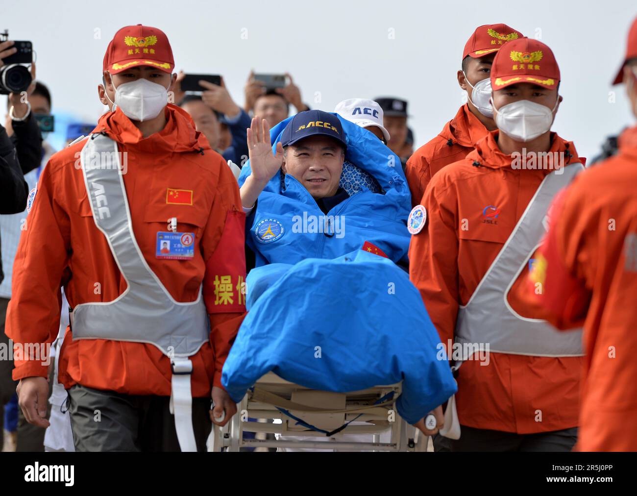 Dongfeng Landing Site. 4th June, 2023. Astronaut Fei Junlong is out of ...