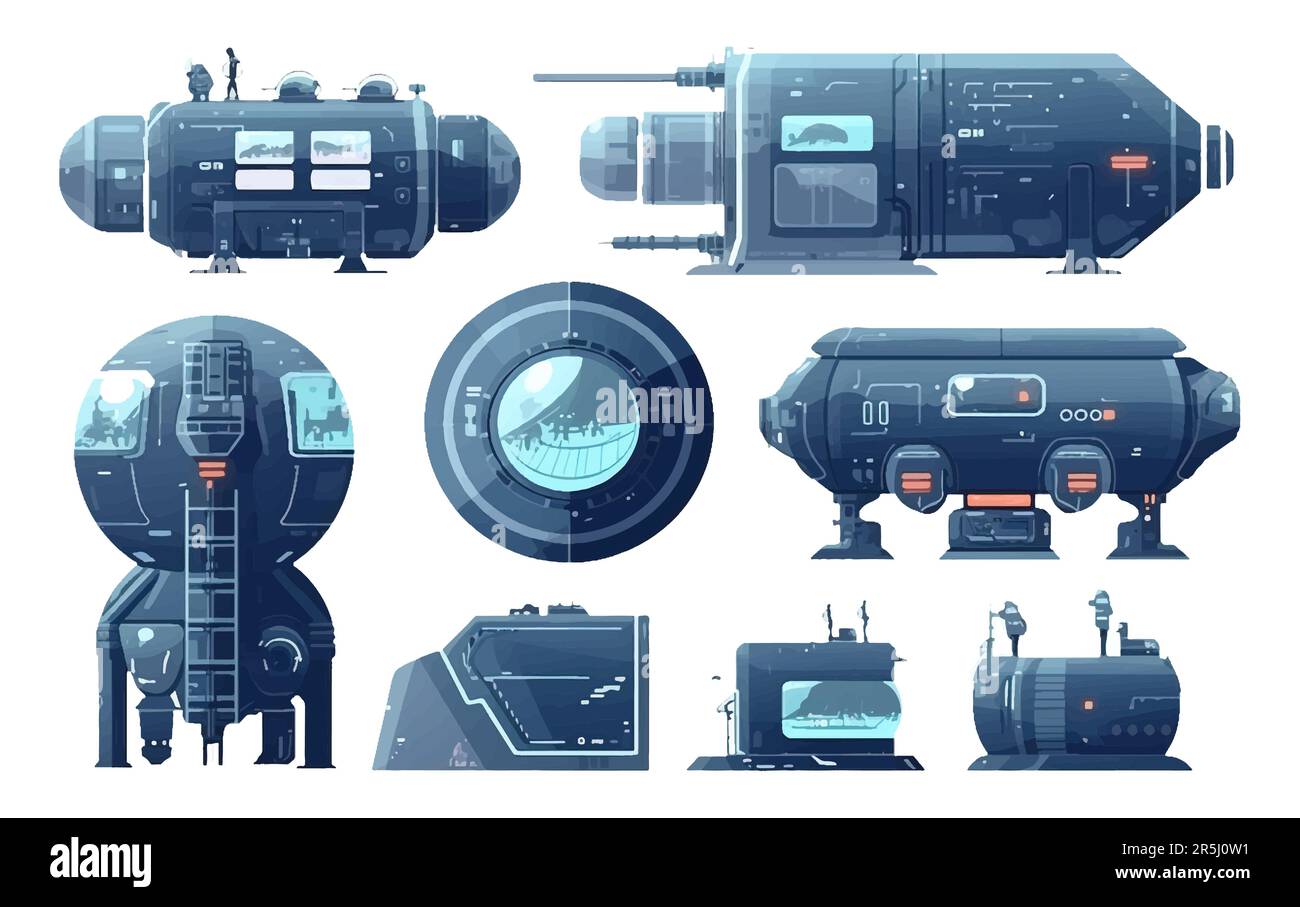 ui set vector illustration of planet base colonization isolated on ...