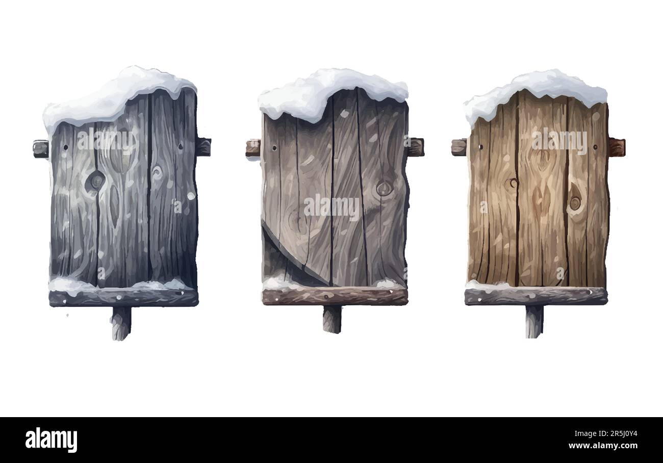 ui set vector illustration of wooden sign board copyspace for text with ...