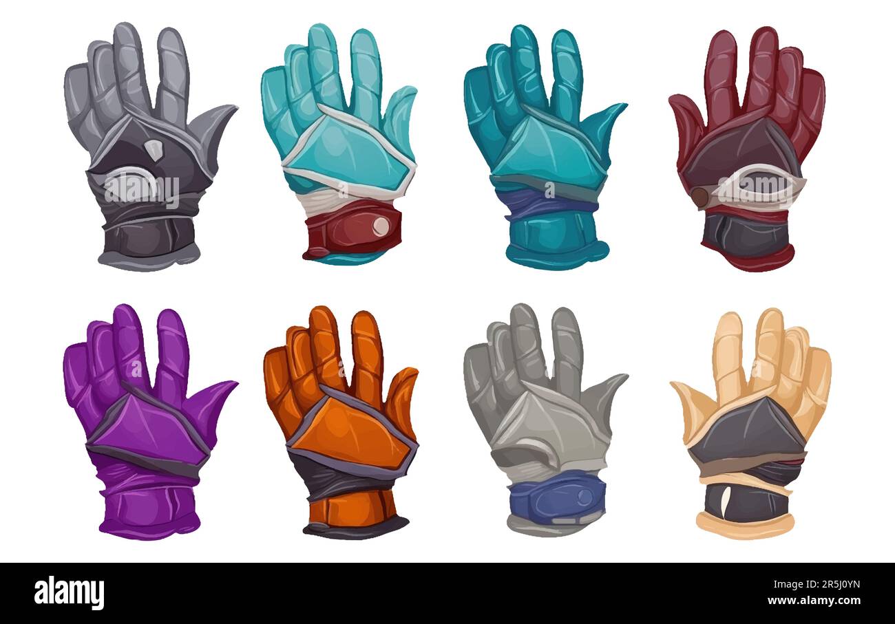 ui set vector illustration of a set of gloves clothes and combat items ...