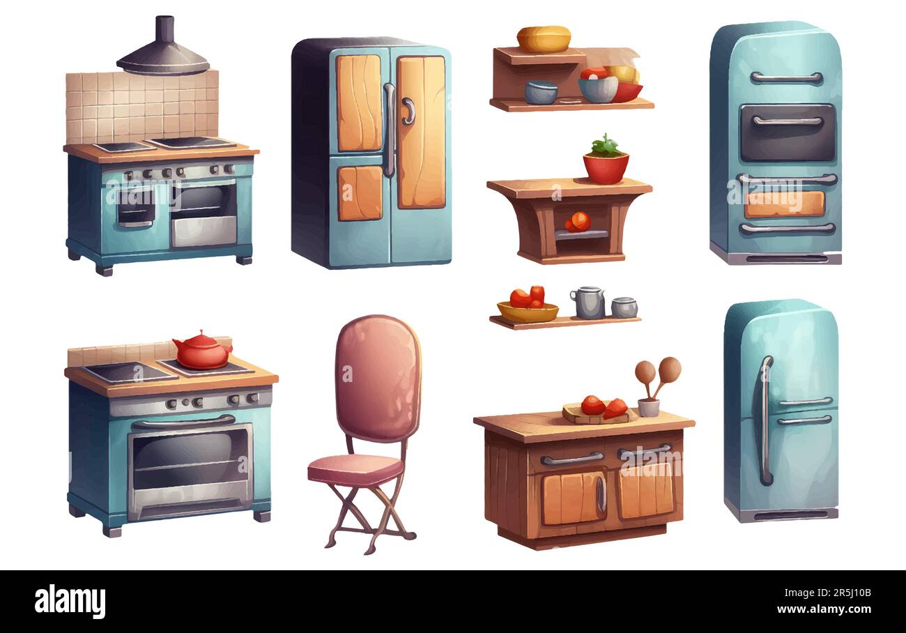 Gas cooker fridge Stock Vector Images - Alamy