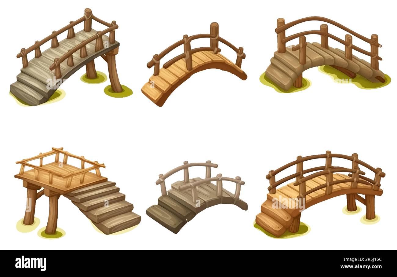 Wooden rope bridge Cut Out Stock Images & Pictures - Alamy