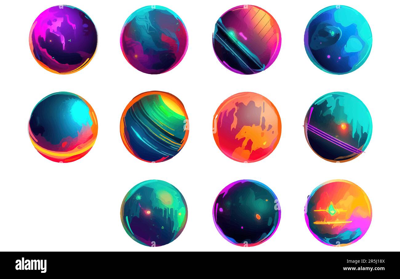 ui set vector illustration of unknown planets ,sphere and ball isolated ...