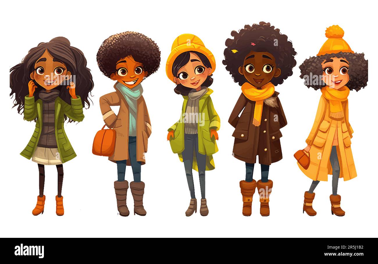 set vector illustration of casual autumn outfit elements isolated on ...