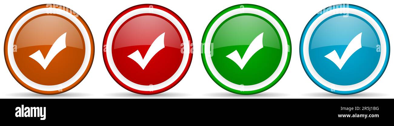 Accept, tick glossy icons, set of modern design buttons for web ...