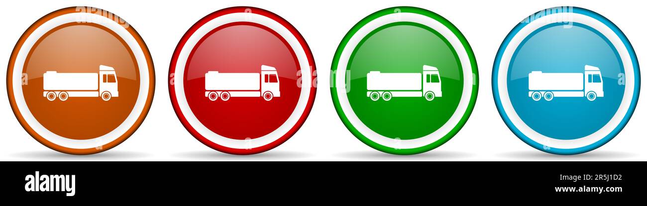 Truck glossy icons, set of modern design buttons for web, internet and ...