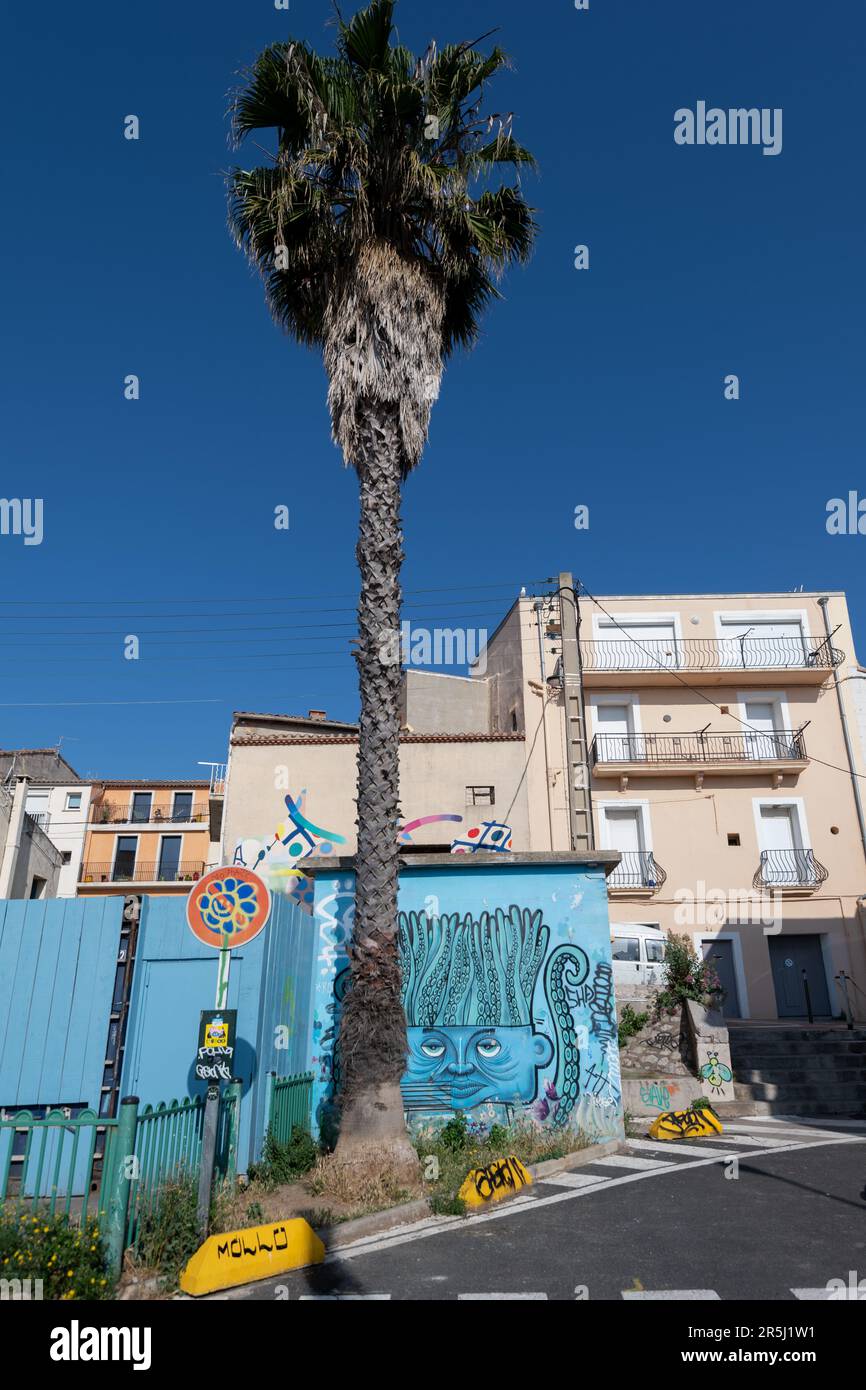 Sete, France. 27th May, 2023. Street art creations are seen in the ...