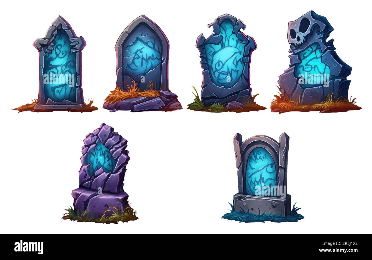 set vector illustration of tombstone halloween concept isolated on white background Stock Vector ...