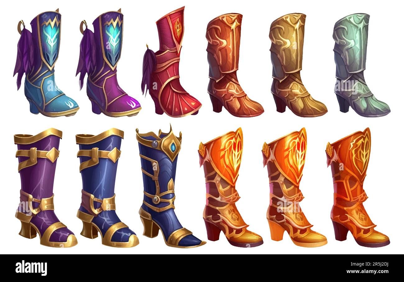 ui set vector illustration of a set of boots and combat items of a ...