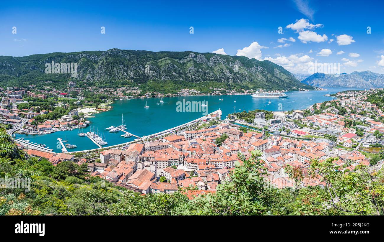 Looking down on Kotor old town pictured in May 2023 whilst walking up ...