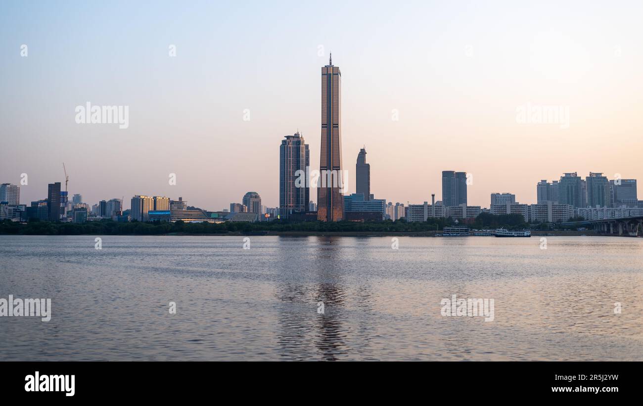 Han river Hangang and cityscape of Seoul South Korea at sunset on 16 ...
