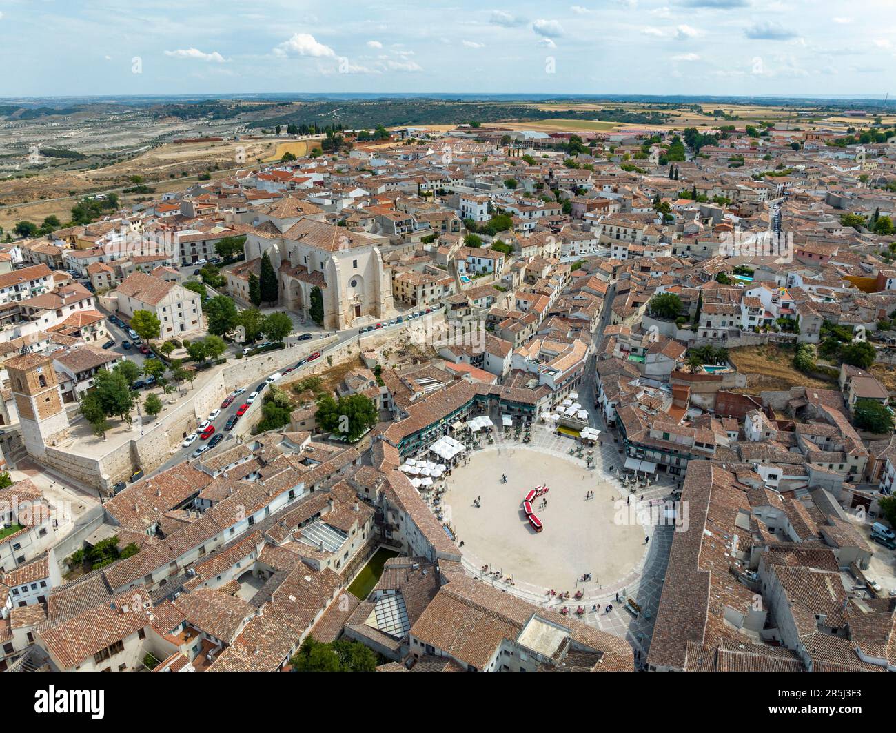 Aerial panorama of the main square and Church of Our Lady of the ...